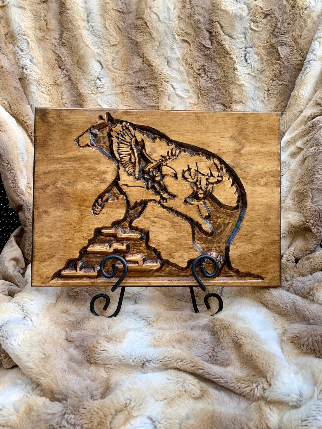 Solid Wood Bear Carving - Etsy