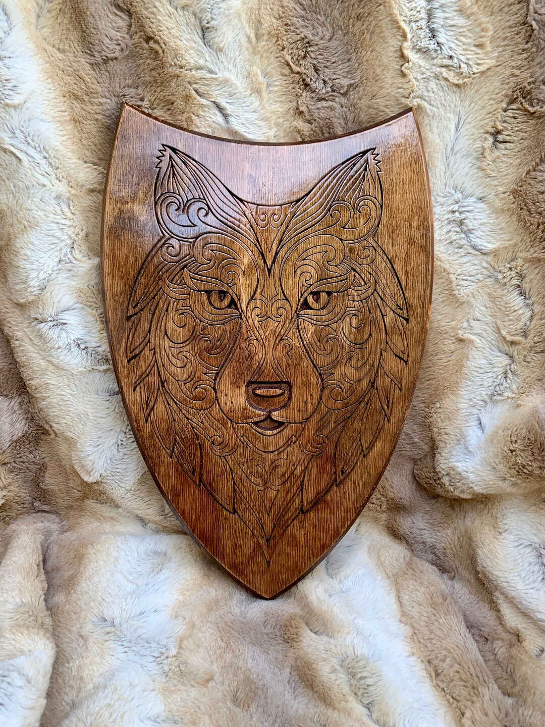 Carved Wooden Wolf Plaque - Etsy