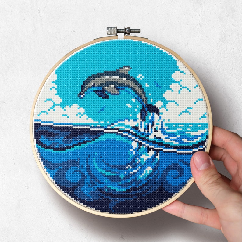Dolphin Cross Stitch Pattern, PDF Download, Cute Animal, Ocean, Sea - Etsy