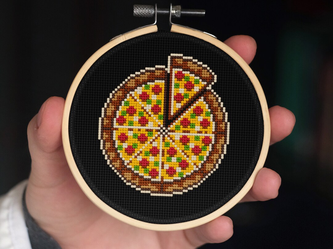 Pizza Cross Stitch Pattern, Instant PDF Download, Small, Pizza Time - Etsy