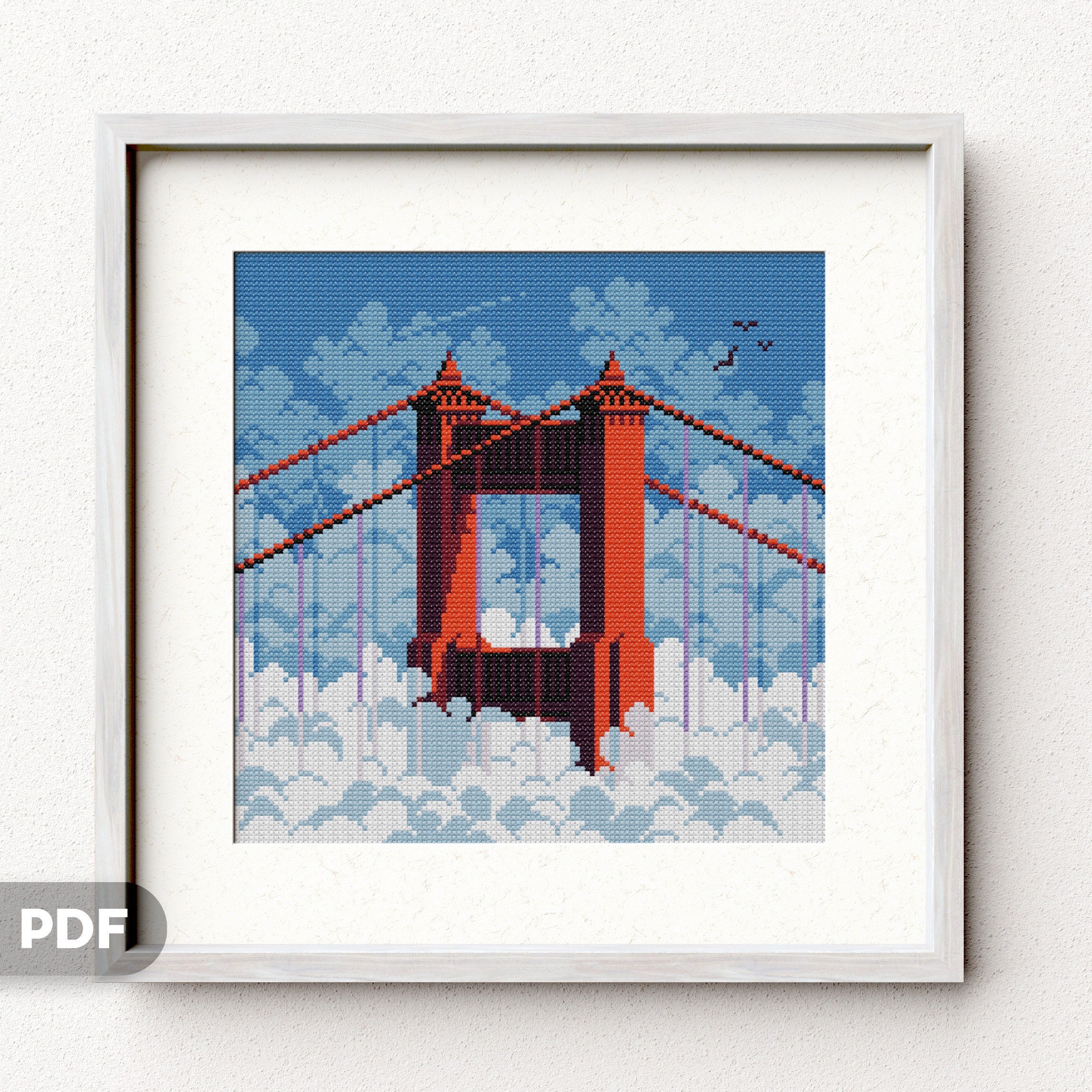 Golden Gate Bridge Modern Cross Stitch Pattern, San Francisco, Instant ...