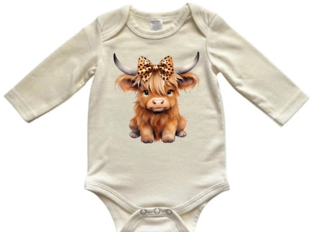 Infant Long Sleeve Fluffy Highland Cow Onesie - Etsy