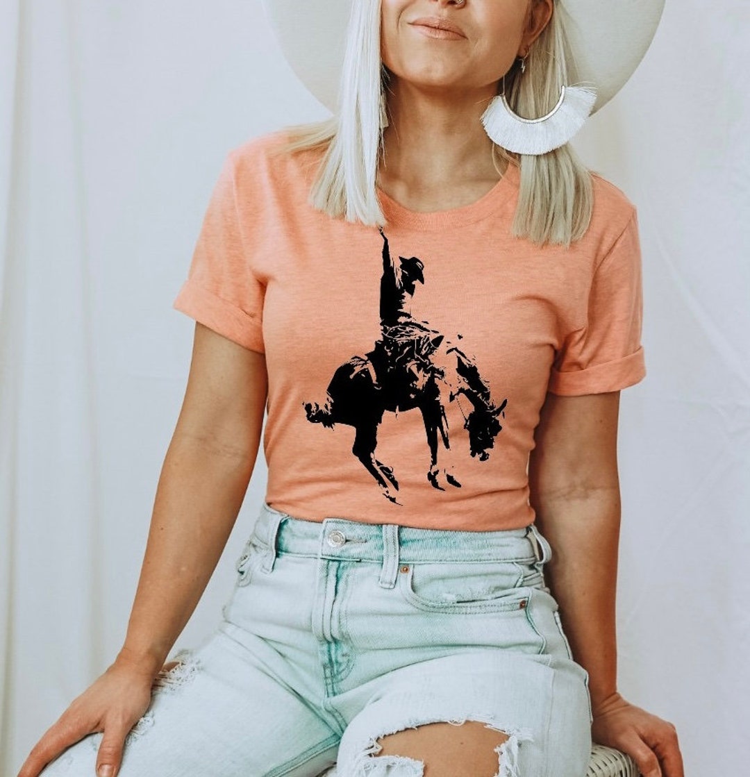 Rodeo Bronc Western Graphic T-shirt - Etsy