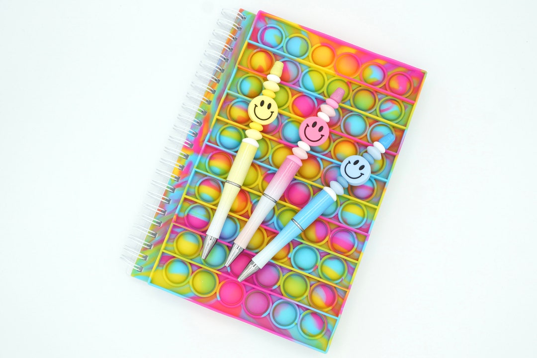 Silicone Pop It Gift Set (smiley) | Notebook, Beaded Pen | Optional ...