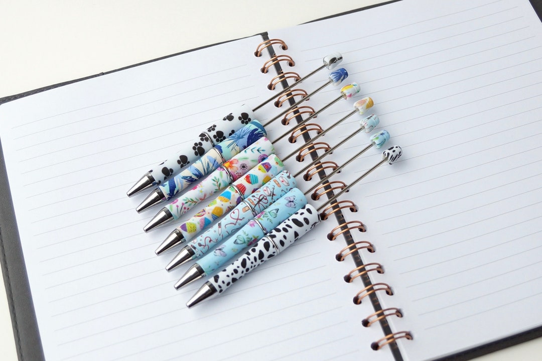 Beadable Pen prints 2/5/10 Pen Packs Plastic Multiple Colours Beadable ...