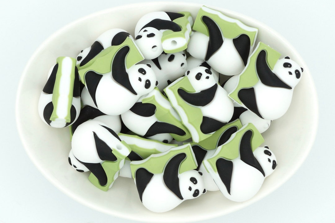 3D Panda 2 & 5 Bead Packs Silicone Focal Bead Animal Bead DIY Craft ...