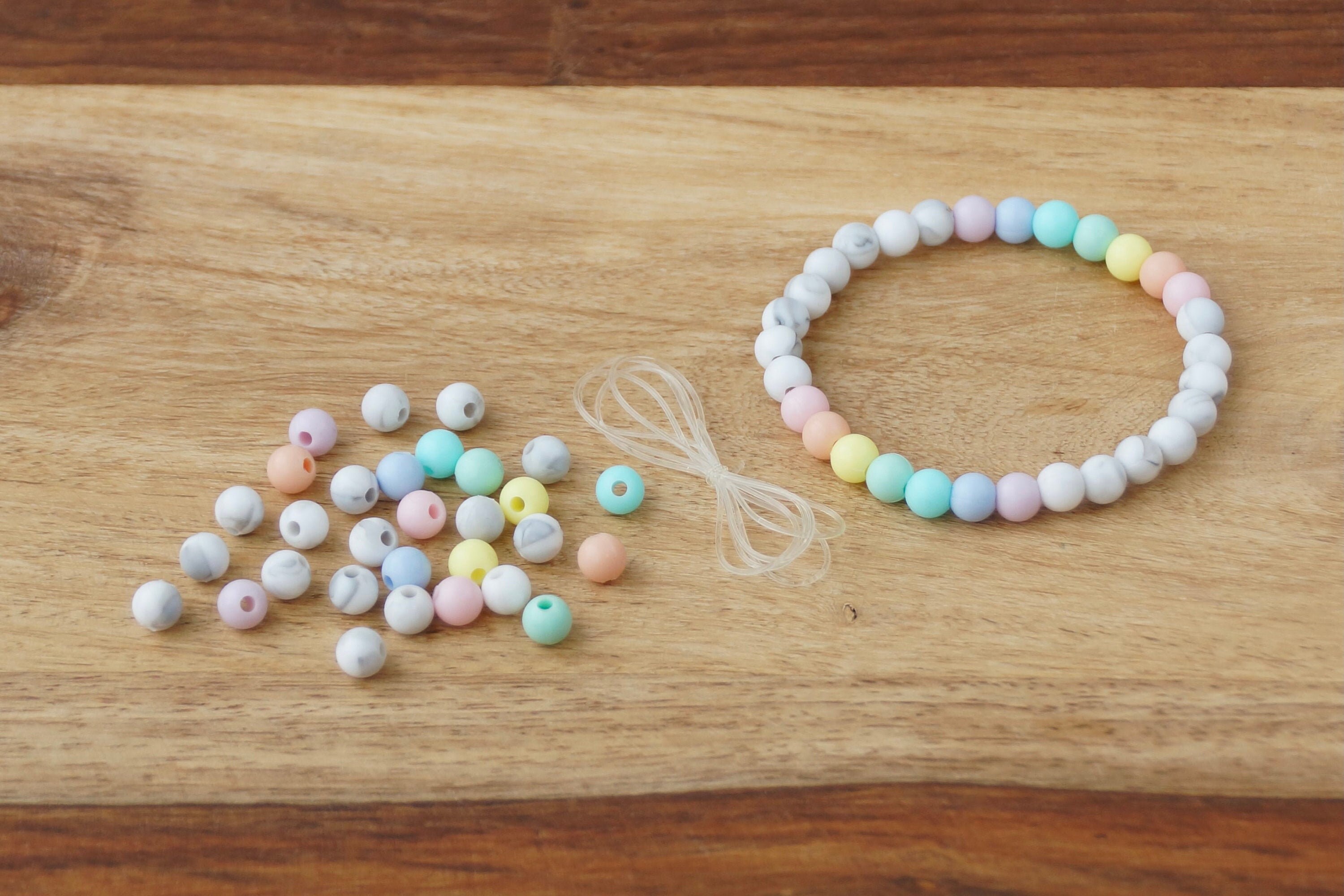 DIY Bracelet Kit MINI Pastel Marble Silicone Beads Make - Etsy