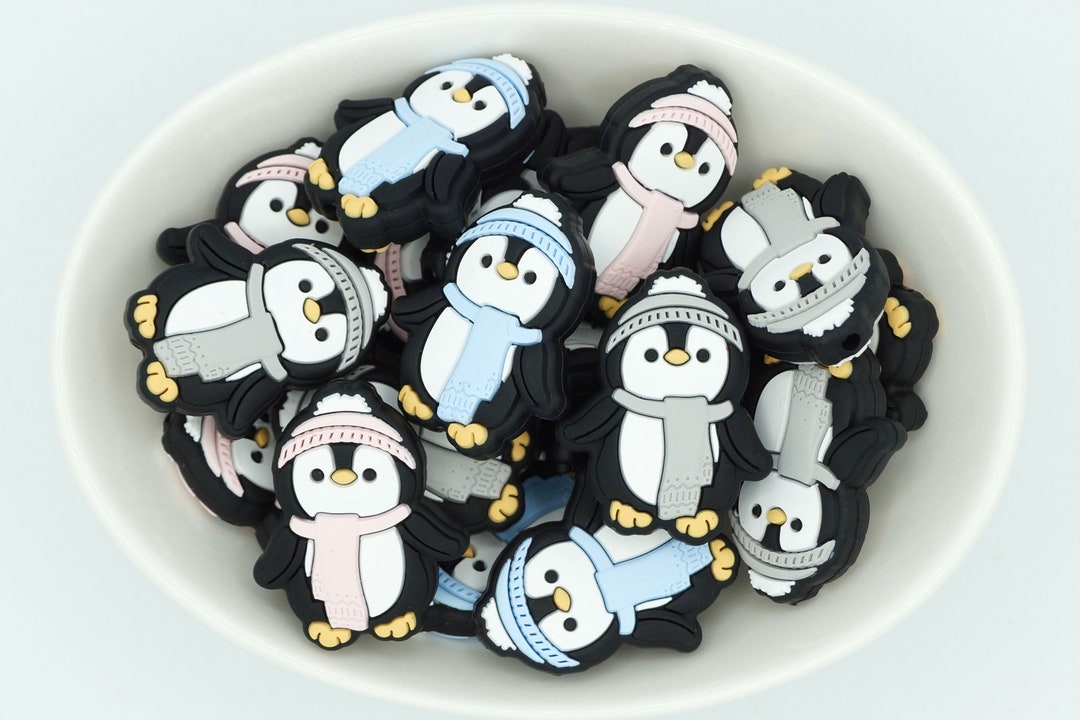 Penguin Silicone Focal Beads | *2 & 5 Packs* | Pen, Keychain and Craft ...