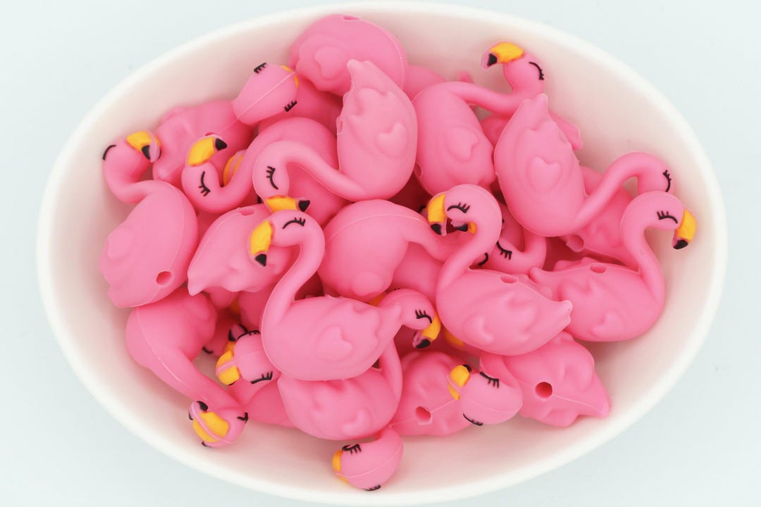 3D Flamingo *2 & 5 Bead Packs* | Silicone Focal Bead | Animal Bead ...