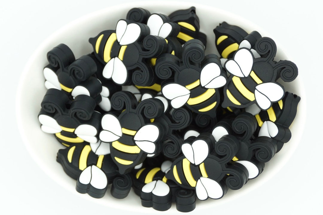 Bee *2 & 5 Bead Packs* | Silicone Focal Bead | Team Bead | DIY Craft ...