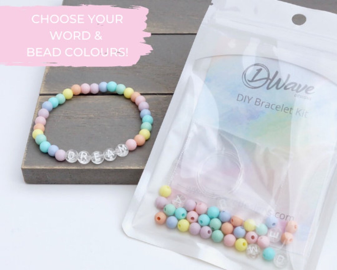 Personalized Silicone DIY Bracelet Kit Clear Translucent Letter Beads ...