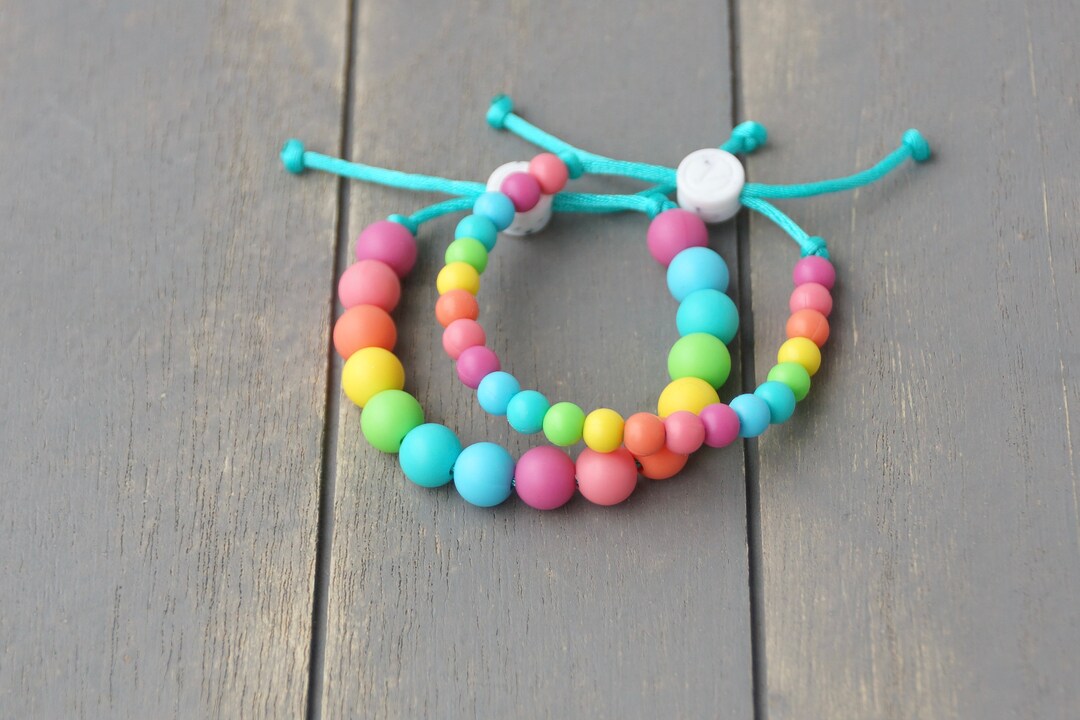 Adjustable Silicone Bracelet (tropical Twist) | 6 Mm or 9 Mm Beads ...