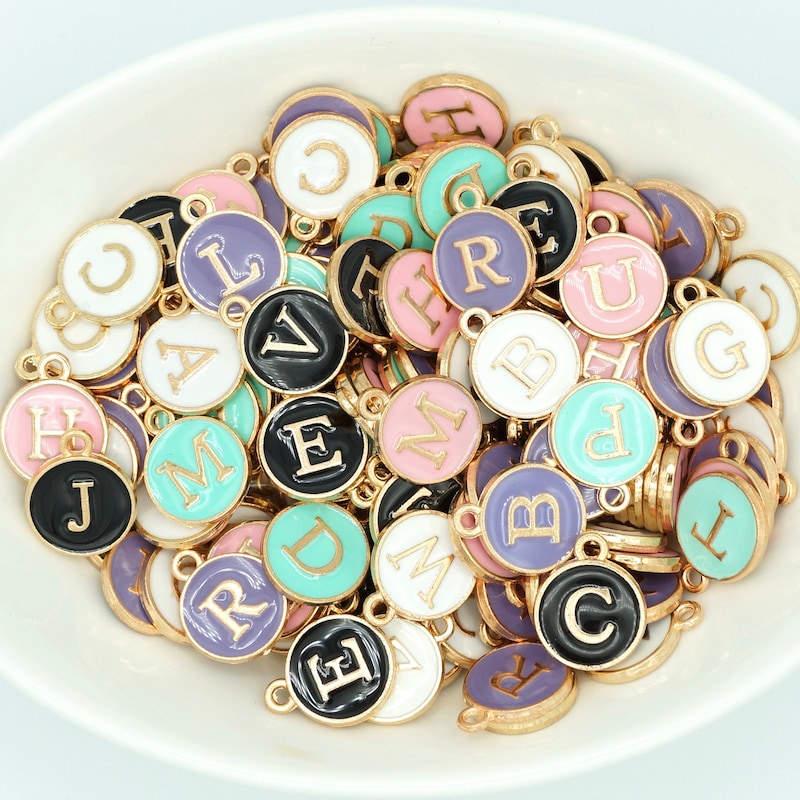 Enamel Letter Charms - Etsy