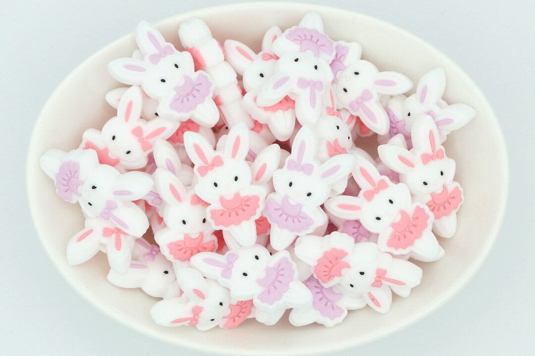 Ballerina Bunny *2 & 5 Bead Packs* | Silicone Focal Bead | Rabbit Bead ...