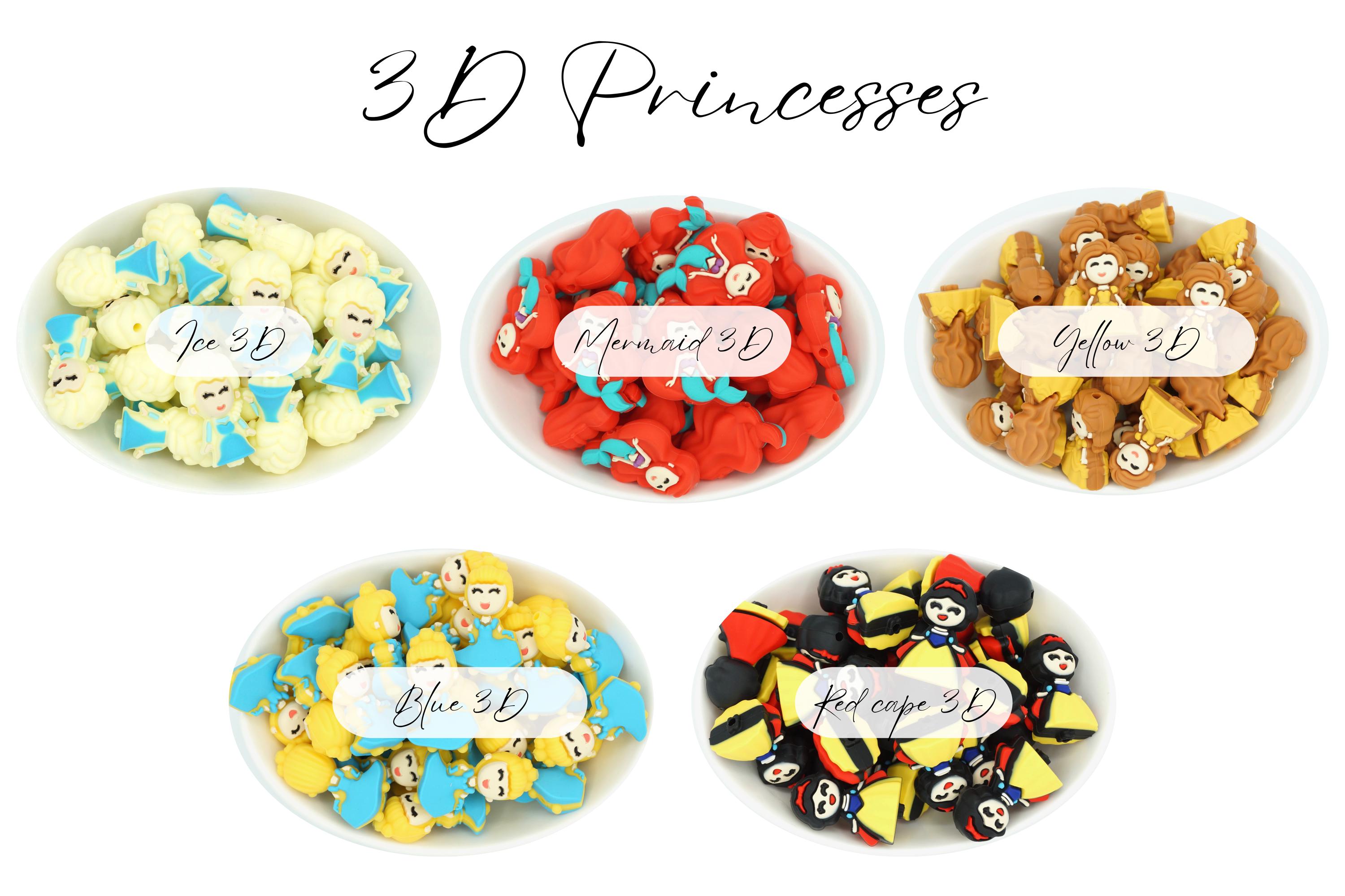 Princess Silicone Focal Beads | *2-packs & Full Character Sets* | 2D ...