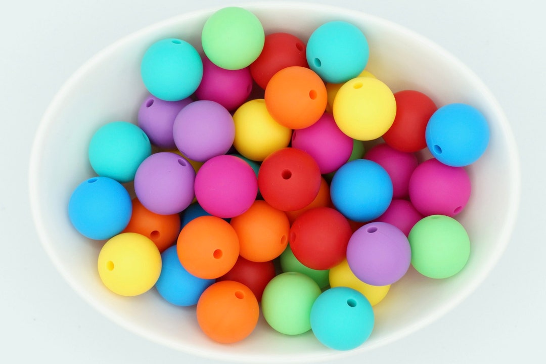 Bright Silicone Bead Mix | 12mm/15mm | 25 & 50 Bead Packs | Rainbow ...