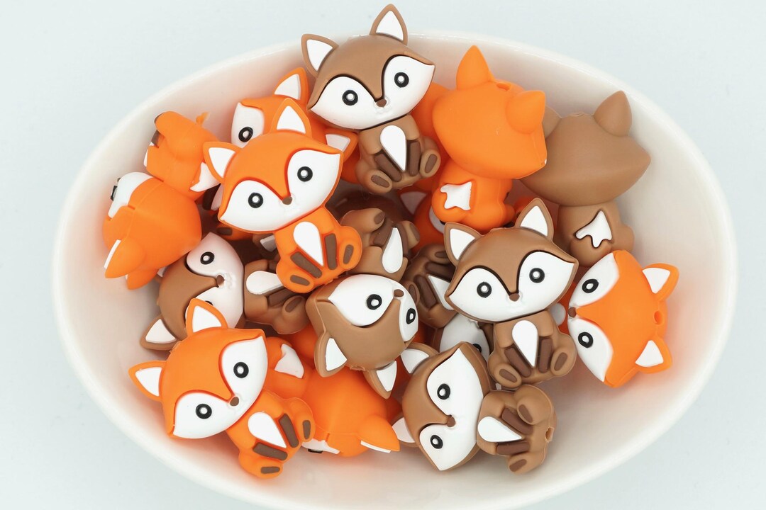 3D Fox Silicone Focal Beads | *2 & 5 Packs* | Pen, Keychain and Craft ...