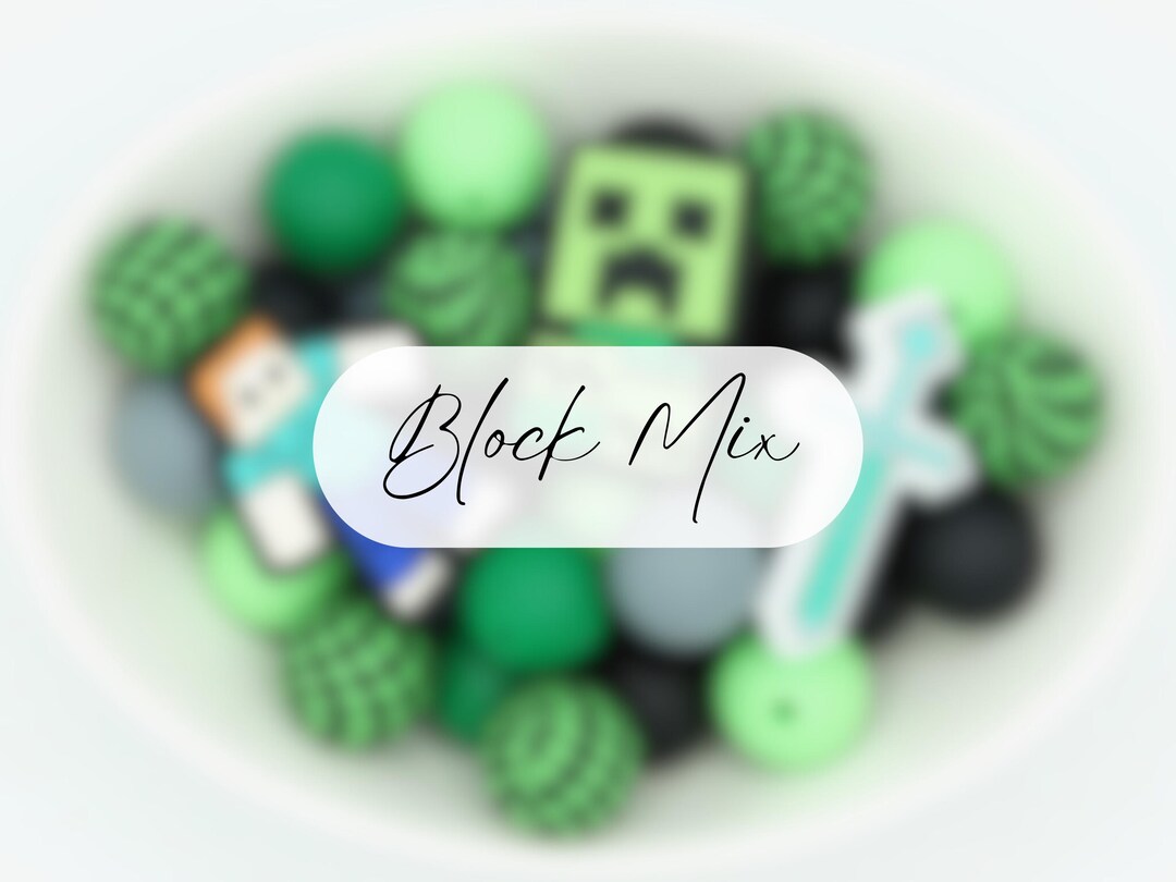 Block Character Silicone Bead Mix | 25 Pack Craft Beads | 15mm/focal ...