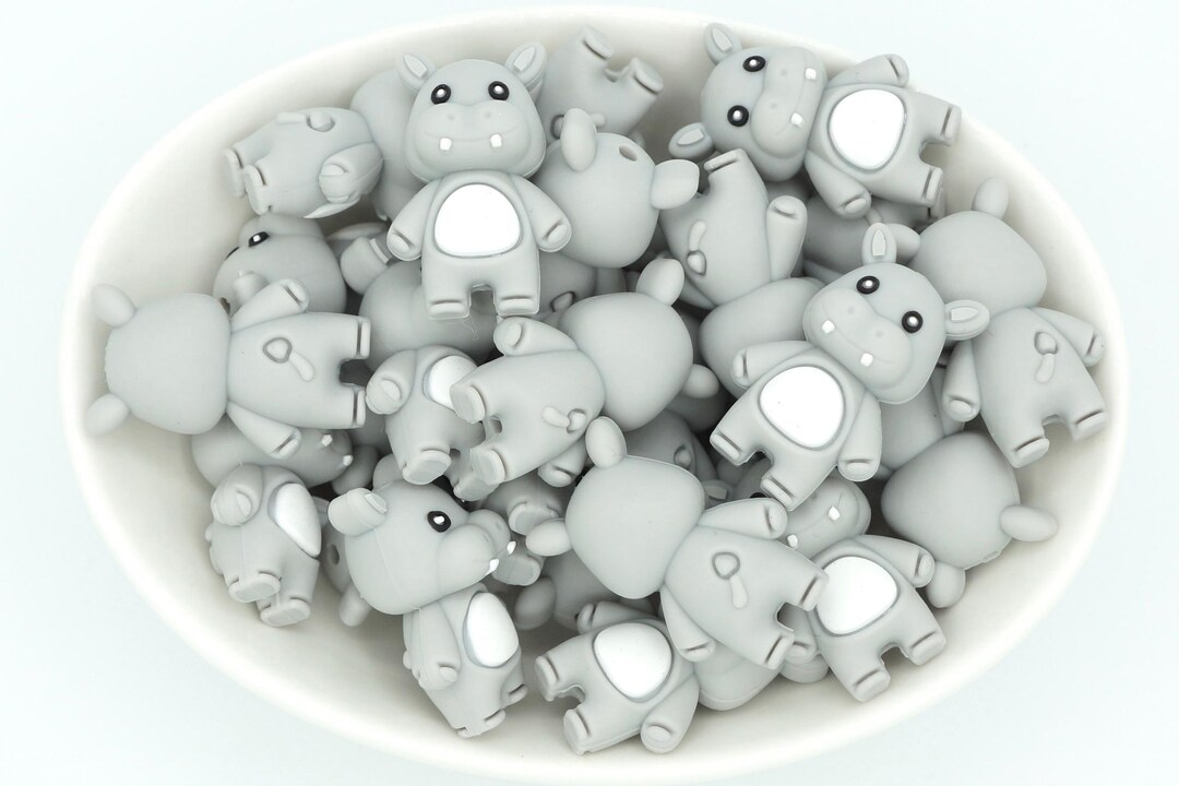 3D Hippo *2 & 5 Bead Packs* | Silicone Focal Bead | Animal Bead | DIY ...