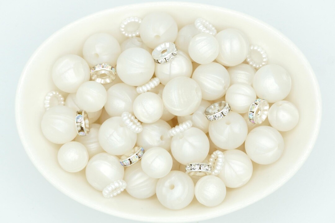Pearl Bead Mix | Accent Bead Pack | Silicone Beads | 12mm & 15mm | *25 ...