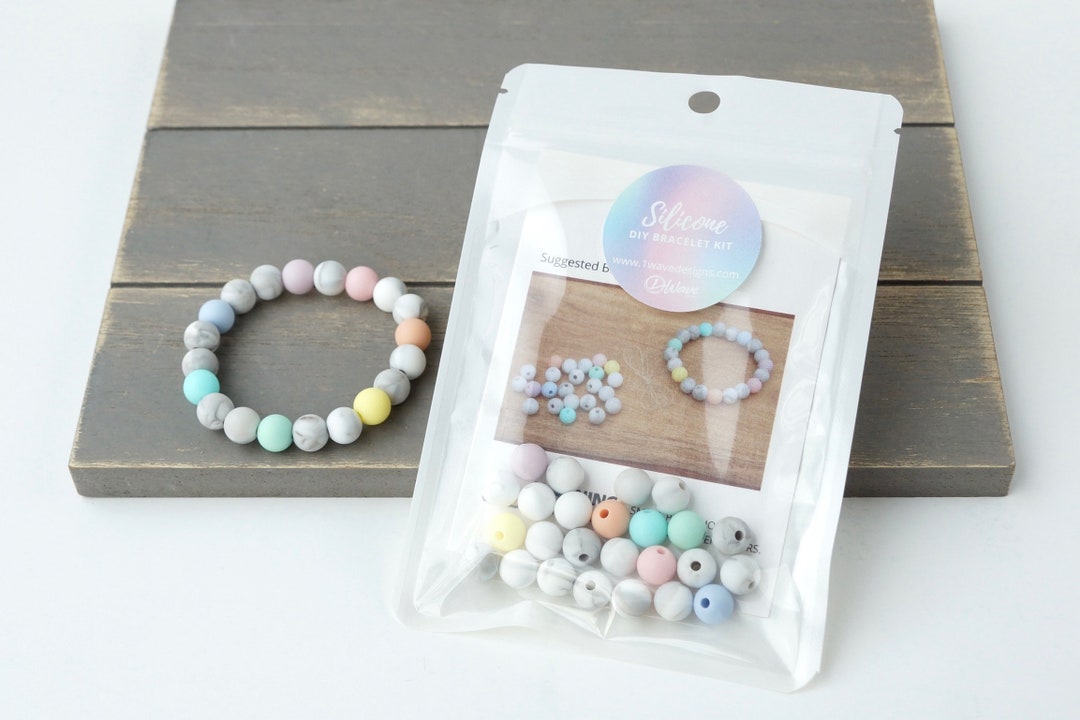 Silicone Bracelet Kit | Pastel Marble | 9 Mm or 6 Mm Beads | Kids ...
