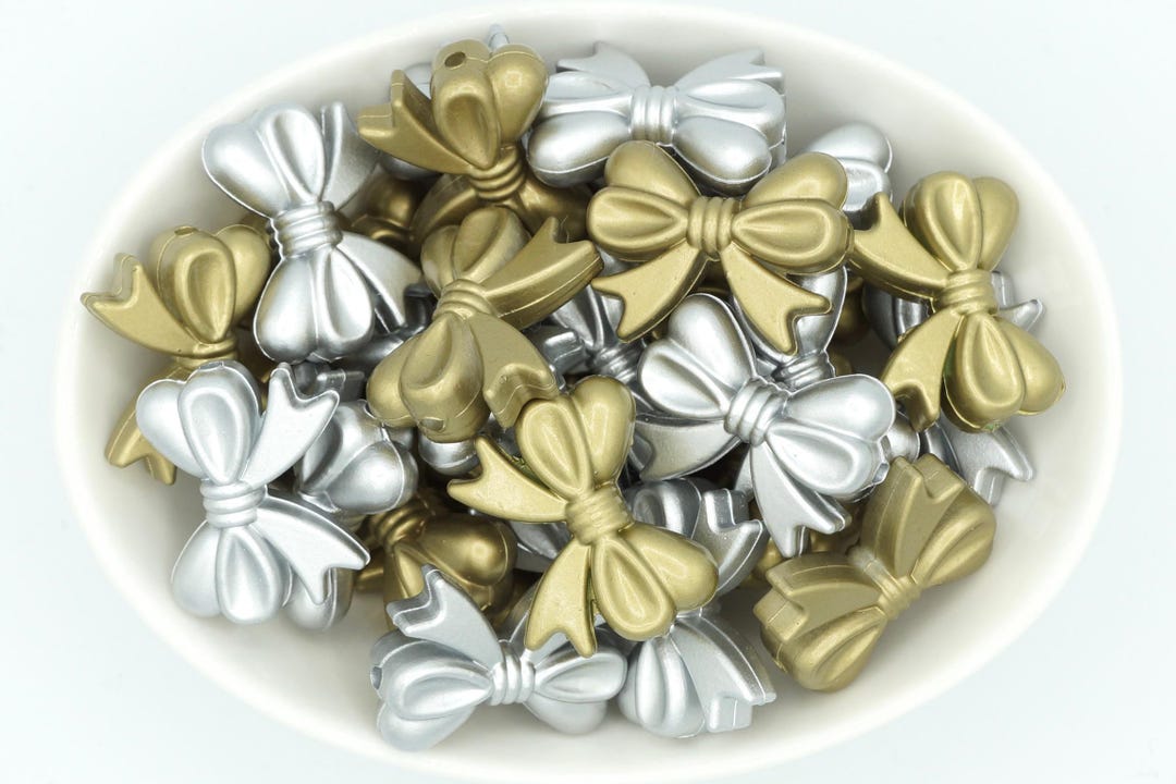 Bow (metallic Print) Silicone Focal Beads | *2 & 5 Packs* | Pen ...