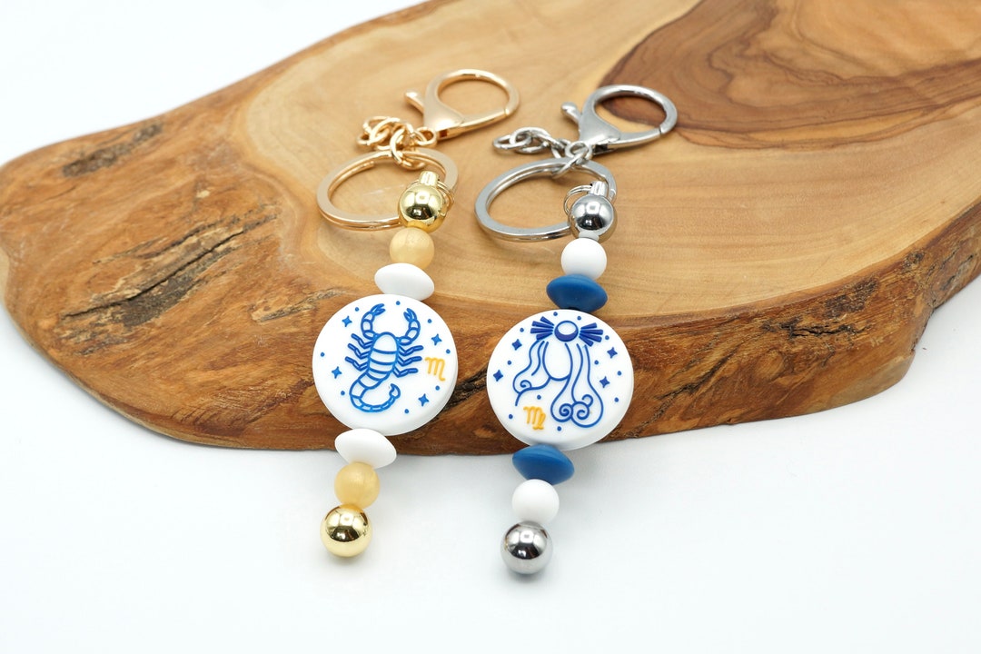 Keychain zodiac NEW Horoscope Personalized Keychain Silicone Beads ...