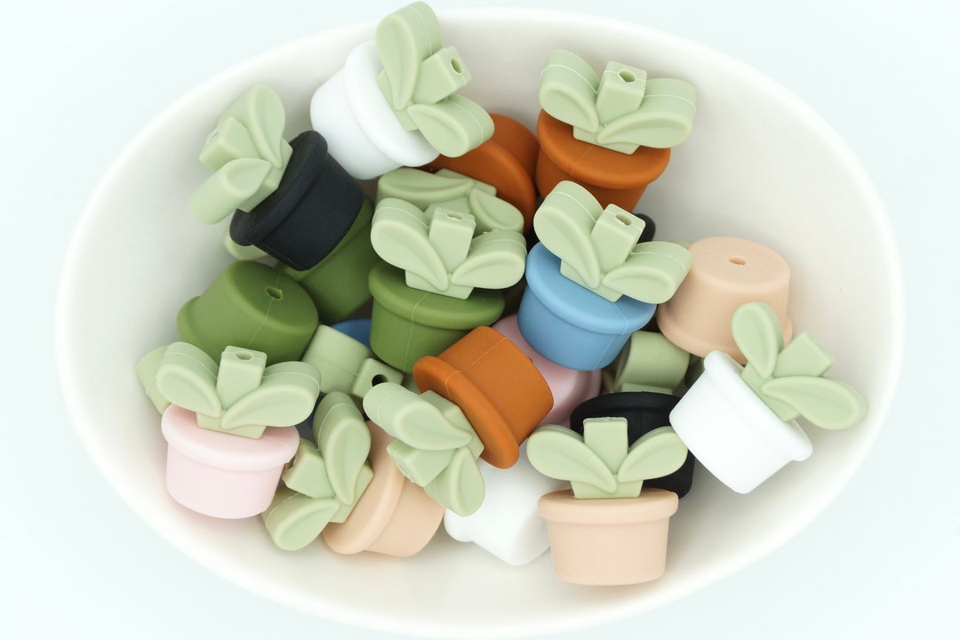 Flower Pot *2 & 5 Bead Packs* | Silicone Focal Bead | Spring Bead | DIY ...
