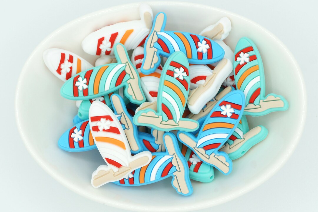 Surf Board Silicone Focal Beads | *5-packs* | Pen, Keychain and Craft ...