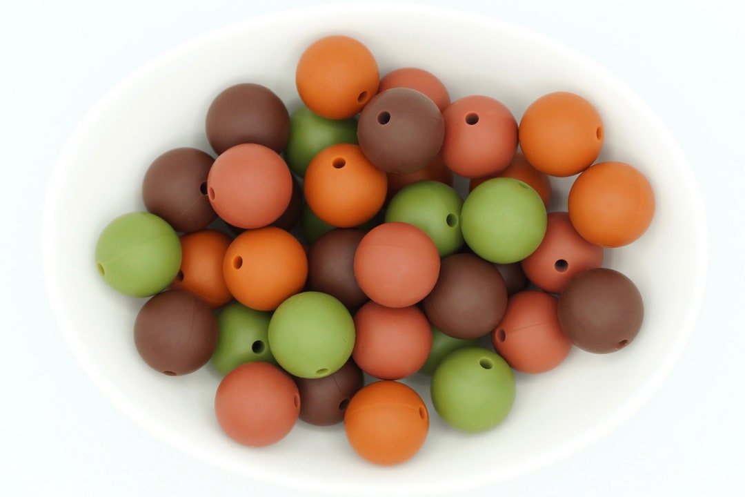 Autumn 15 Mm, 12 Mm or 9 Mm Silicone Bead Mix | Bulk Beads | 25 & 50 ...