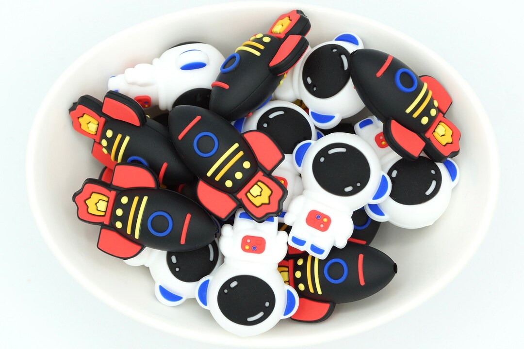 3D Space *2 & 5 Bead Packs* | Silicone Focal Bead | Astronaut and ...