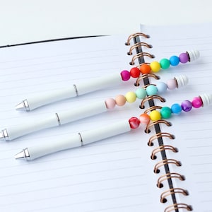 Beaded Fidget Pen or Pencil rainbow Silicone Beads Sensory Stress ...
