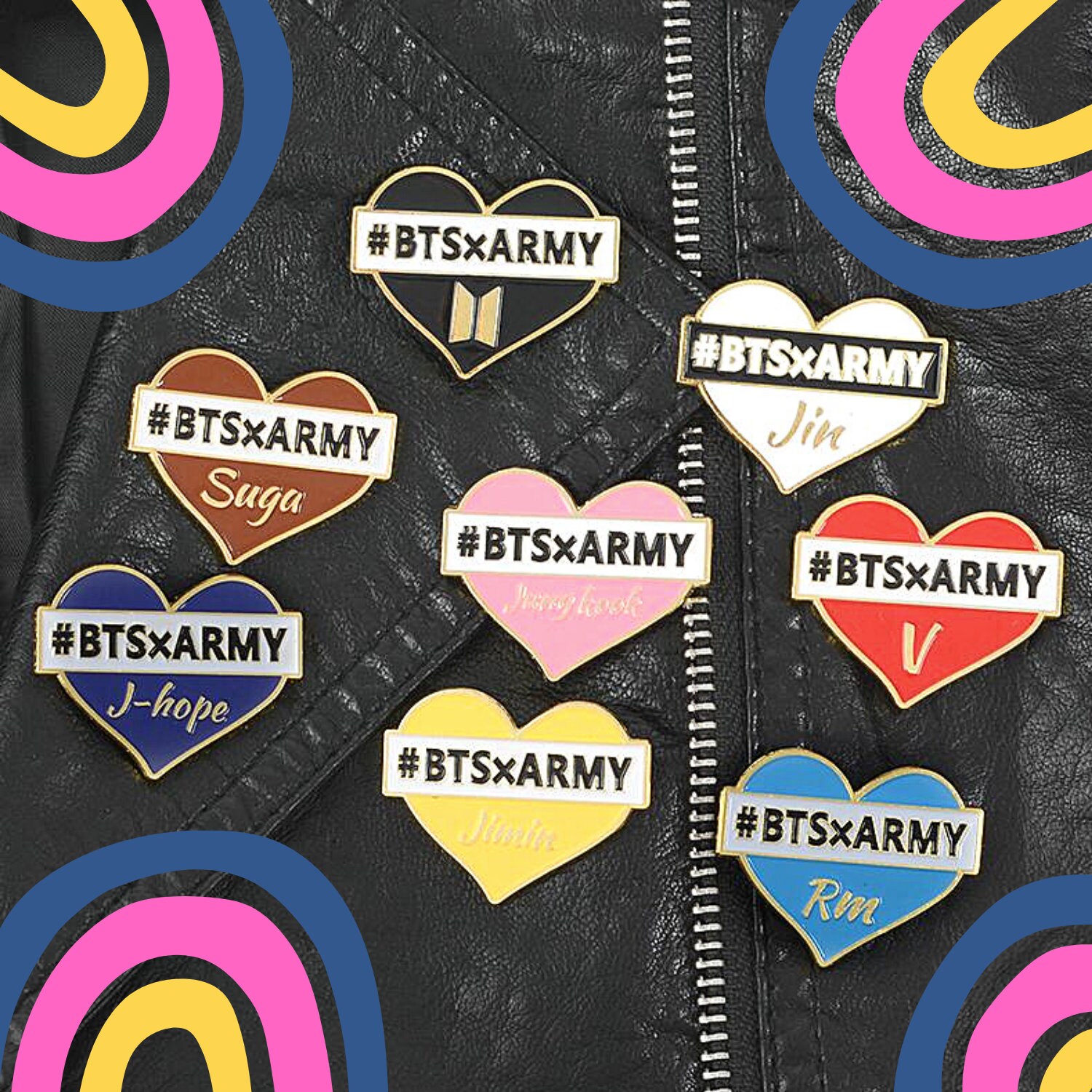 BTS Merch Metal Enamel Pin Badge Jin RM Jungkook Jimin V | Etsy UK