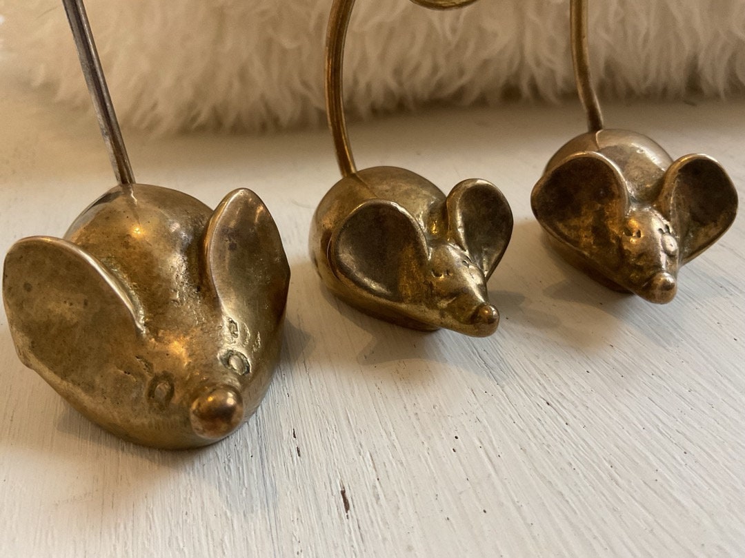 Vintage MCM Brass Mice - Etsy