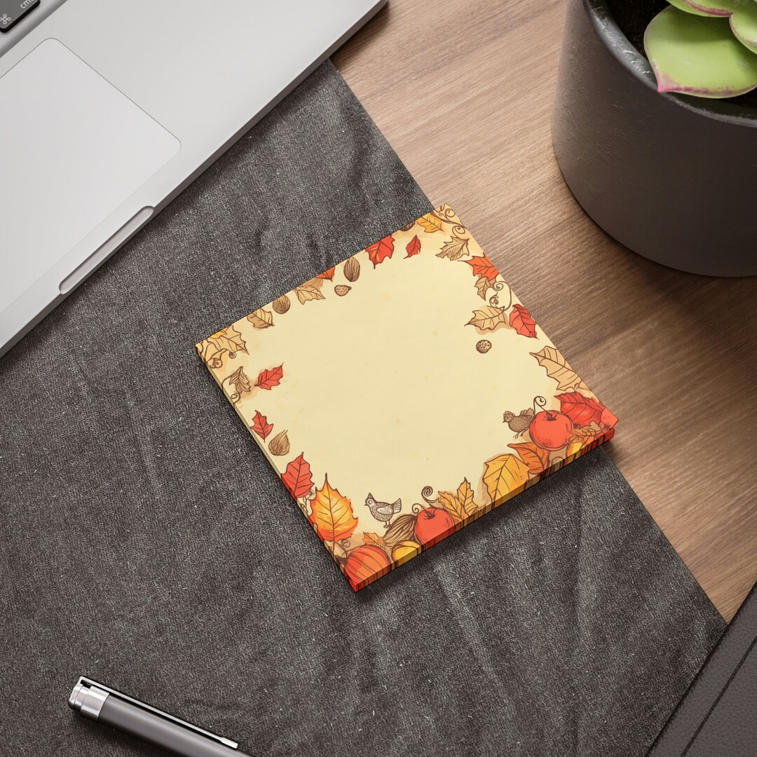 Fall Stationery | Halloween Notepad | Pumpkins Leaves | Sticky Notebook ...