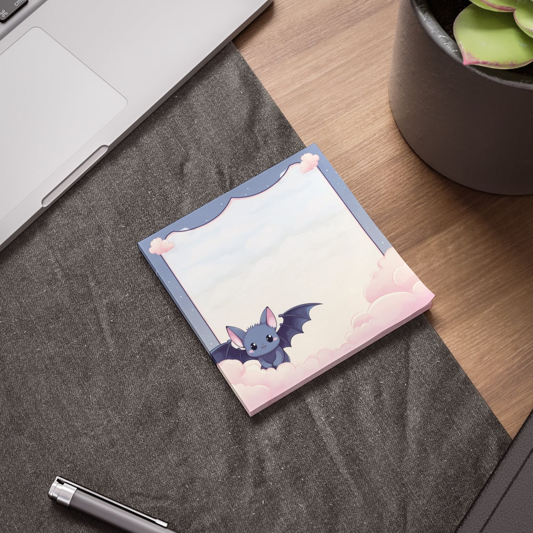Kawaii Bat Pastel Sticky Note Bat Stationary Kawaii Stationary Pastel ...