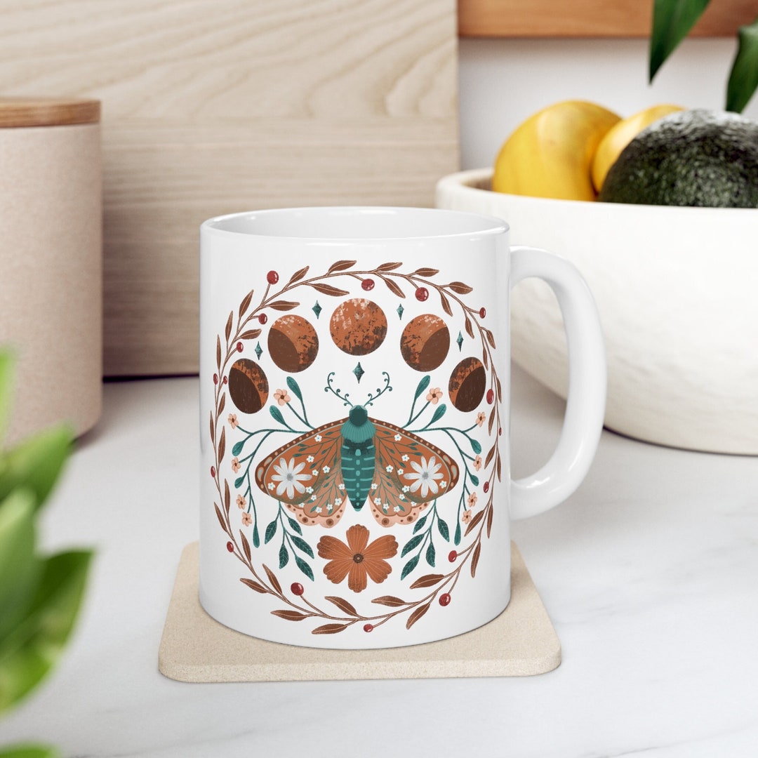 Luna Moth Mug Luna Moth Gift Celestial Moth Mug Witchy Moon Phase Mug ...