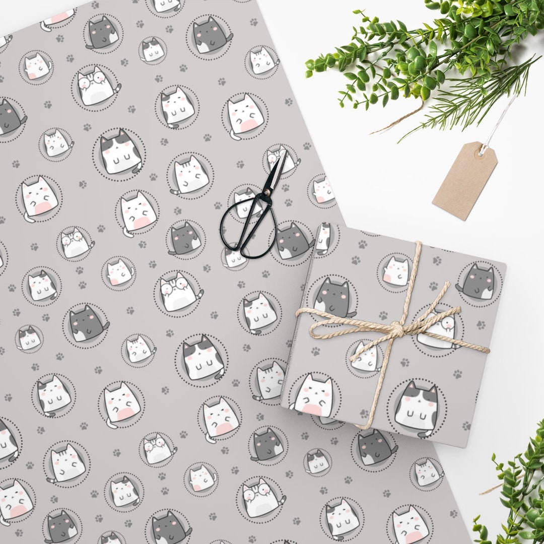 Kawaii Kitty Wrapping Paper Two Sizes Anniversary Birthday Christmas ...