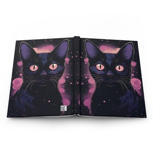 Black Cat Hardcover Journal Matte | Black Cat Lover Journal | Celestial ...