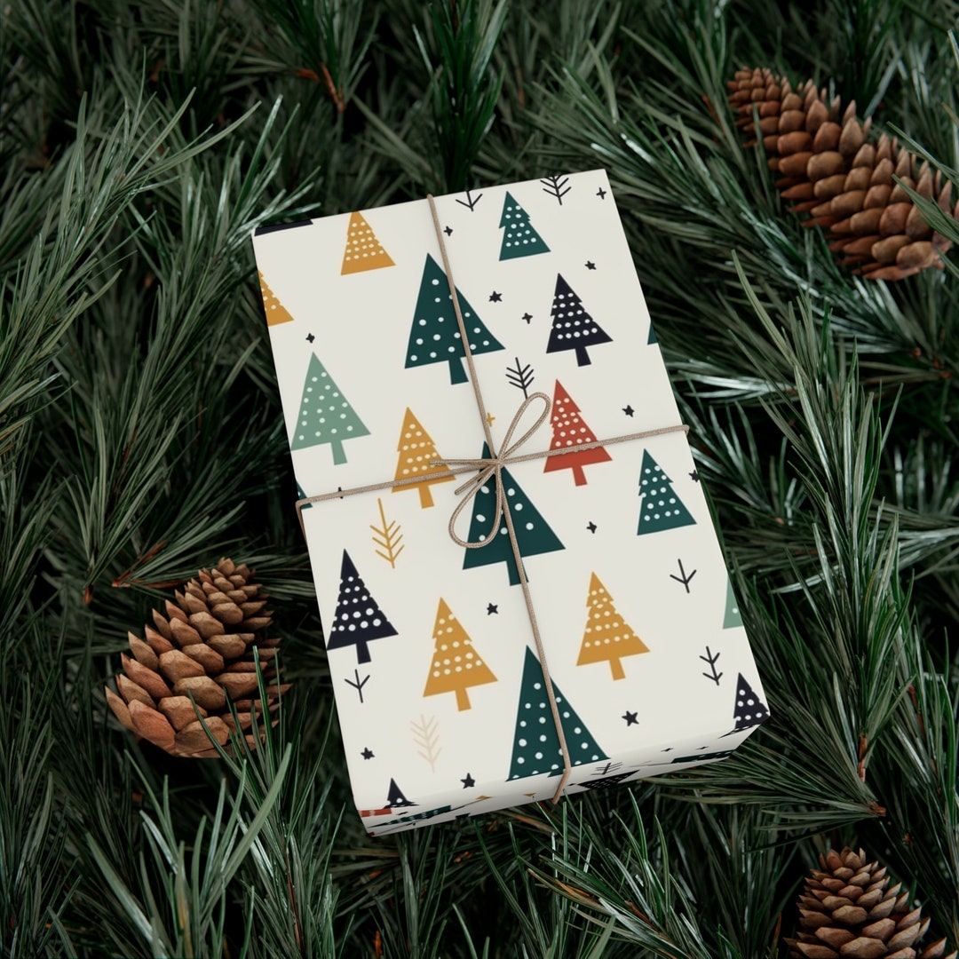 Hand Drawn Christmas Tree Pattern | Gift Wrap Paper | Christmas Gift ...