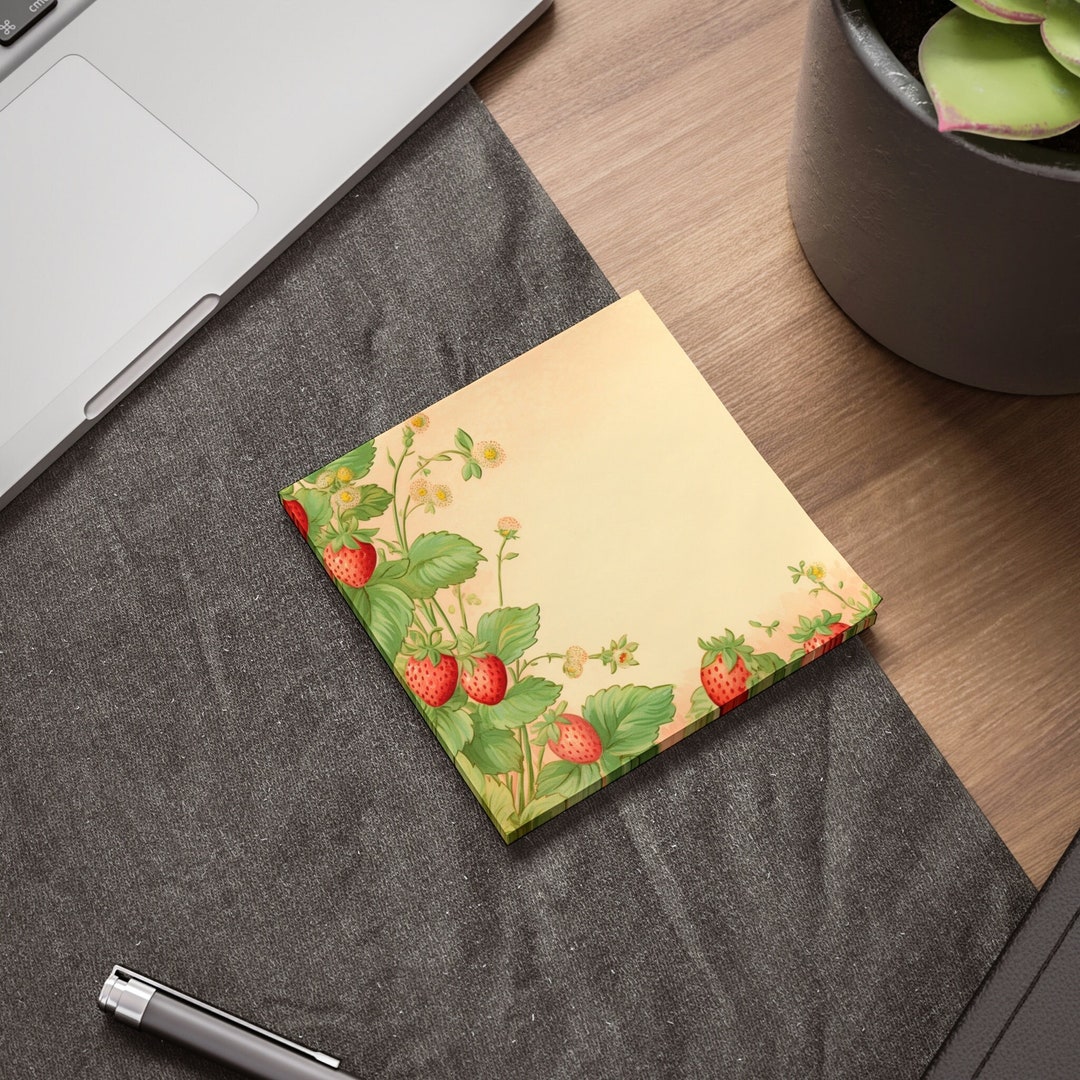 Strawberries Sticky Notepad | Strawberry Stationery | Journal Supplies ...