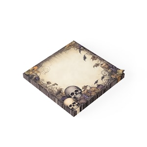 Creepy Skulls, Bats, and Leaves | Dark Academia Note Pad | Sticky Note ...