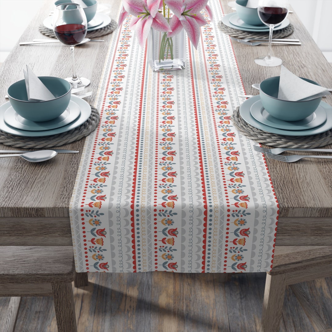 Scandi Christmas Decor | Coffee Table Runner | Floral Folk Art ...