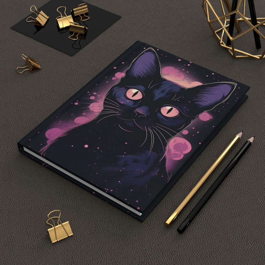 Black Cat Hardcover Journal Matte | Black Cat Lover Journal | Celestial ...
