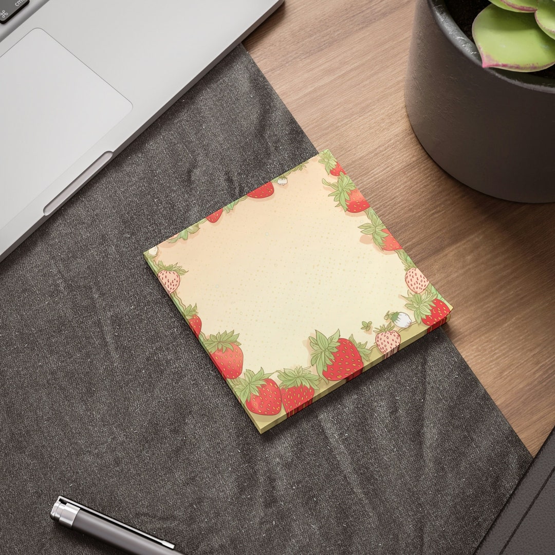 Strawberries Sticky Notepad Strawberry Stationery Journal Supplies ...