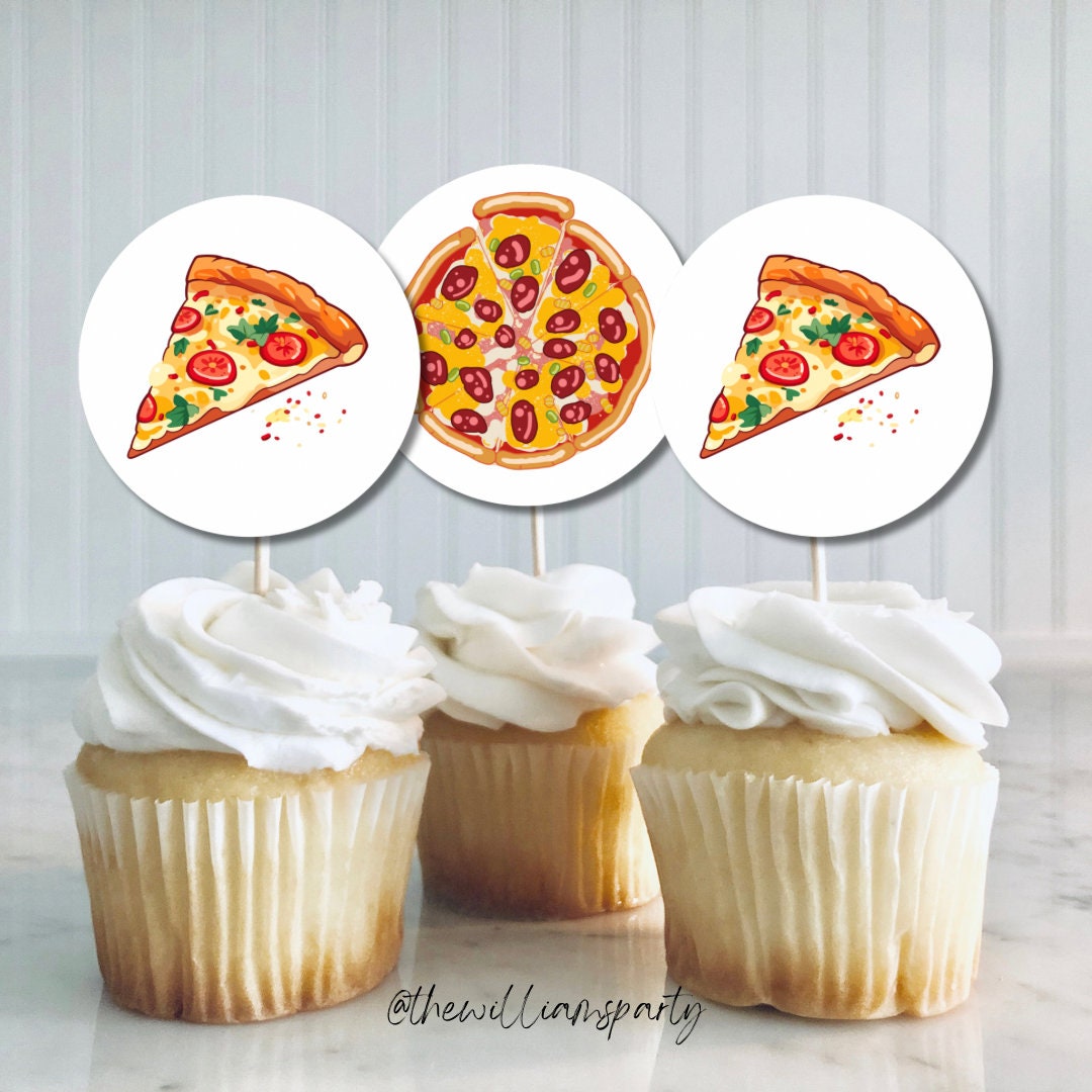 Pizza Party Printable Cupcake Toppers Favor Tags - Etsy