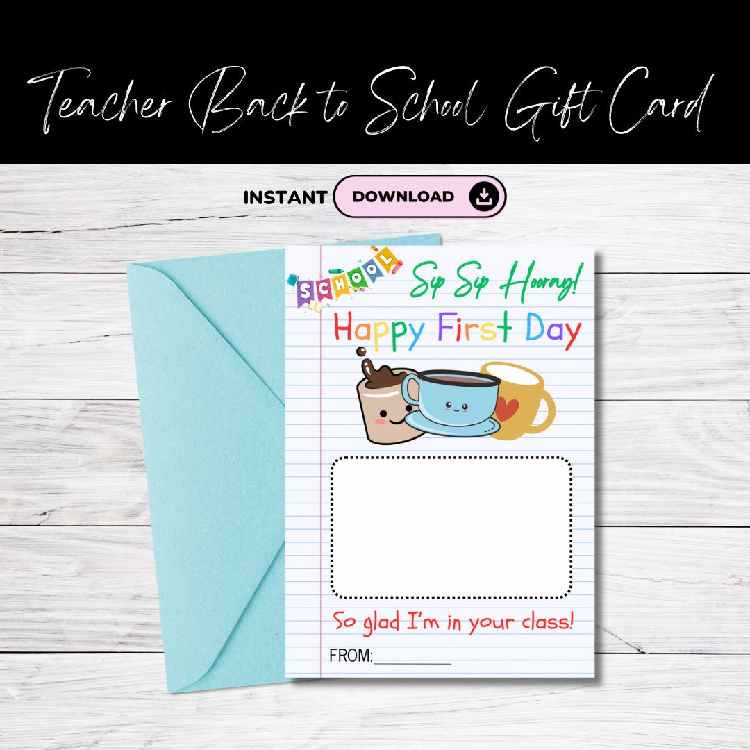 Back to School Printable Gift Card Holder, Teacher Gift Card Holder ...