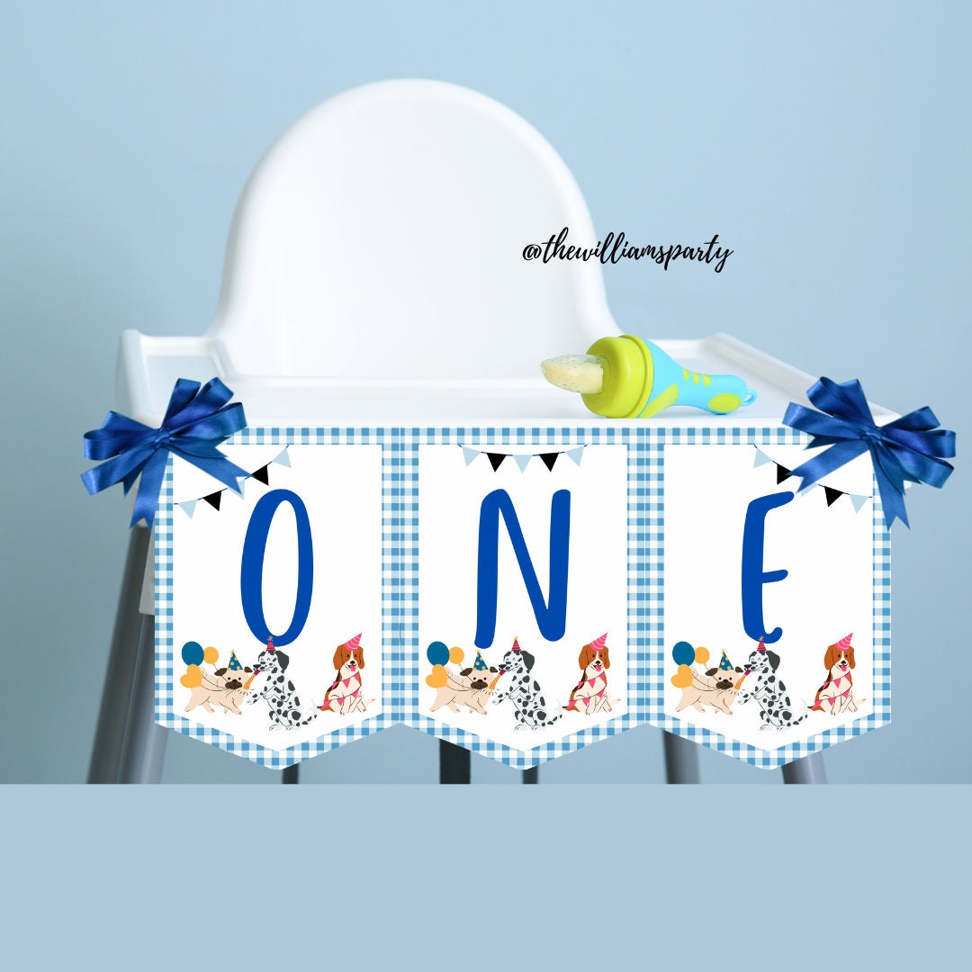 One Year Old High Chair Banner Puppy Party Theme Banner High - Etsy