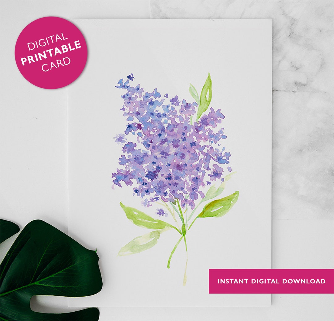 Lilac, Digital Greeting Card, Printable Card, Birthday Card, Instant ...