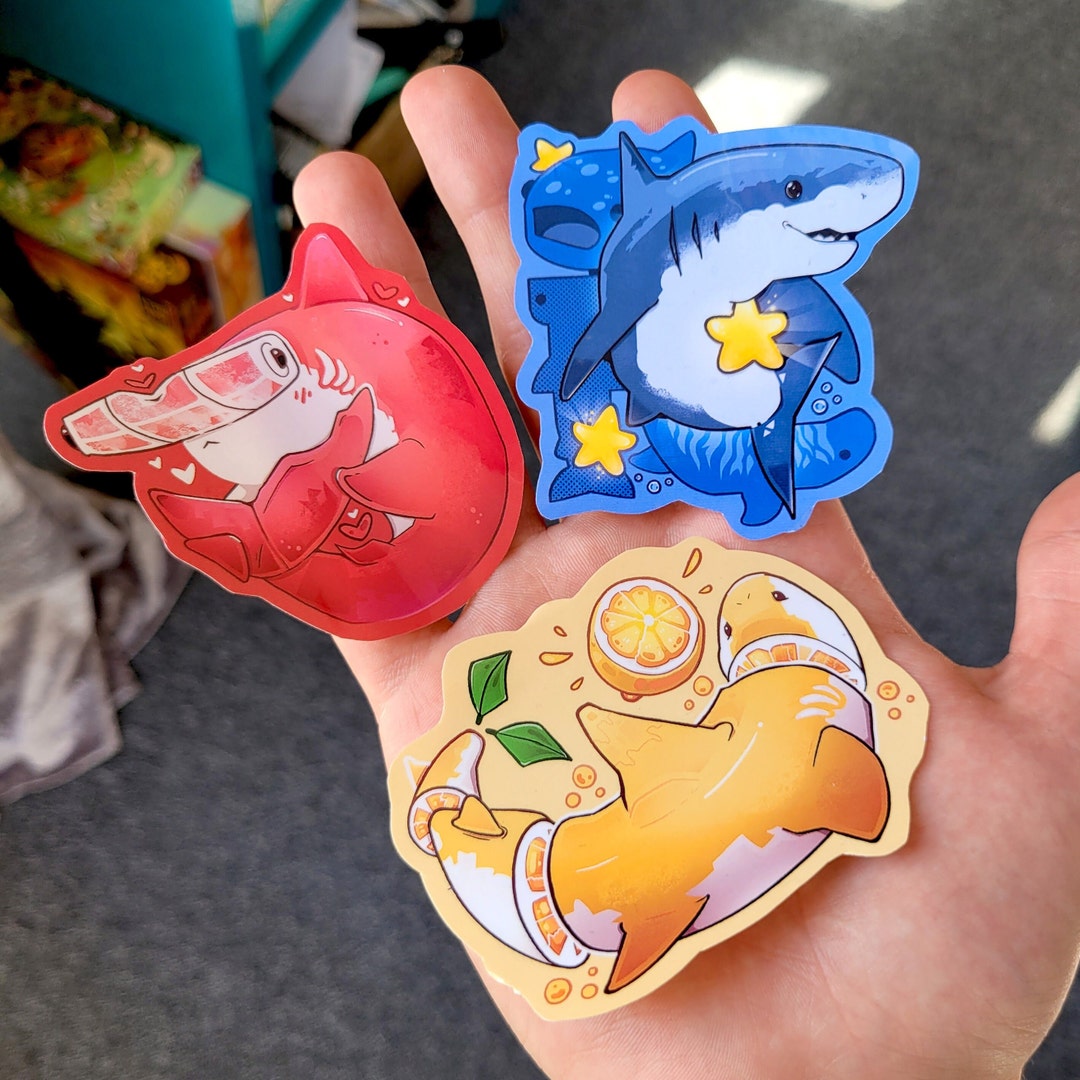 Ocean Sharks With Stars Sticker ! / Waterproof / Cute Vinyl Sticker for ...
